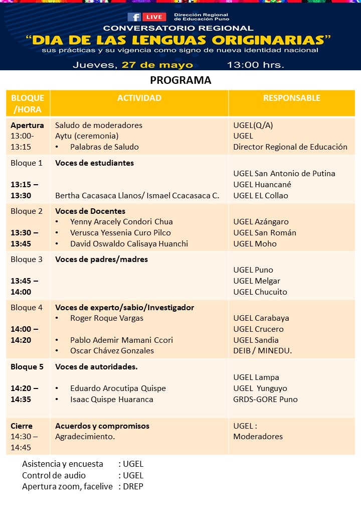 PROGRAMA POR EL «DIA DE LENGUAS ORIGINARIAS»